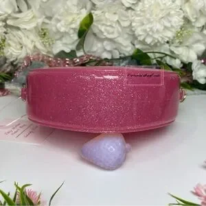 Hand Crafted | Bags | Glitter Jelly Heart Crossbody Bag Purse Hot Pink ...